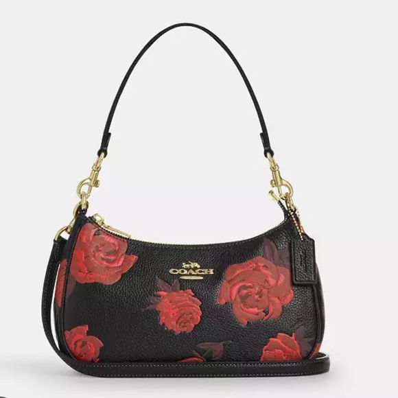 Coach | Bags | Limitedtime Offer Nwt Coach Black And Red Teri Shoulder ...